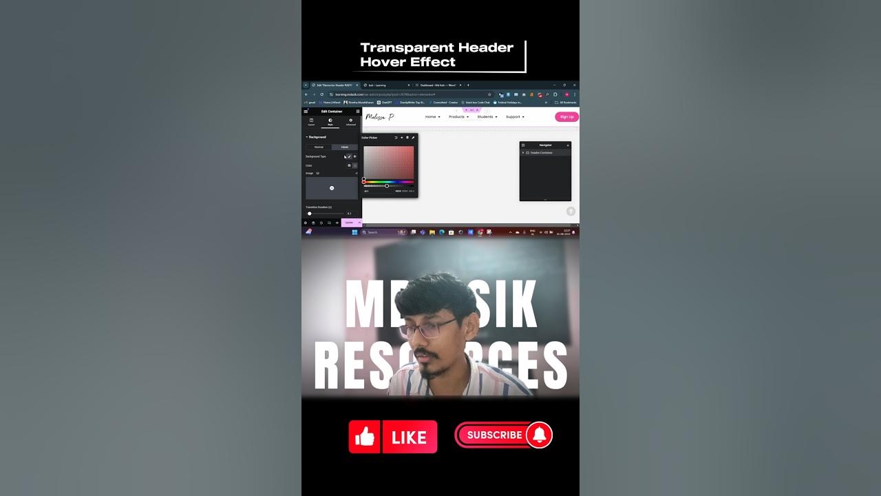 Sticky Transparent Header with Hover effect| Part 2 | Elementor Tutorial 2024 #elementor #shorts ...