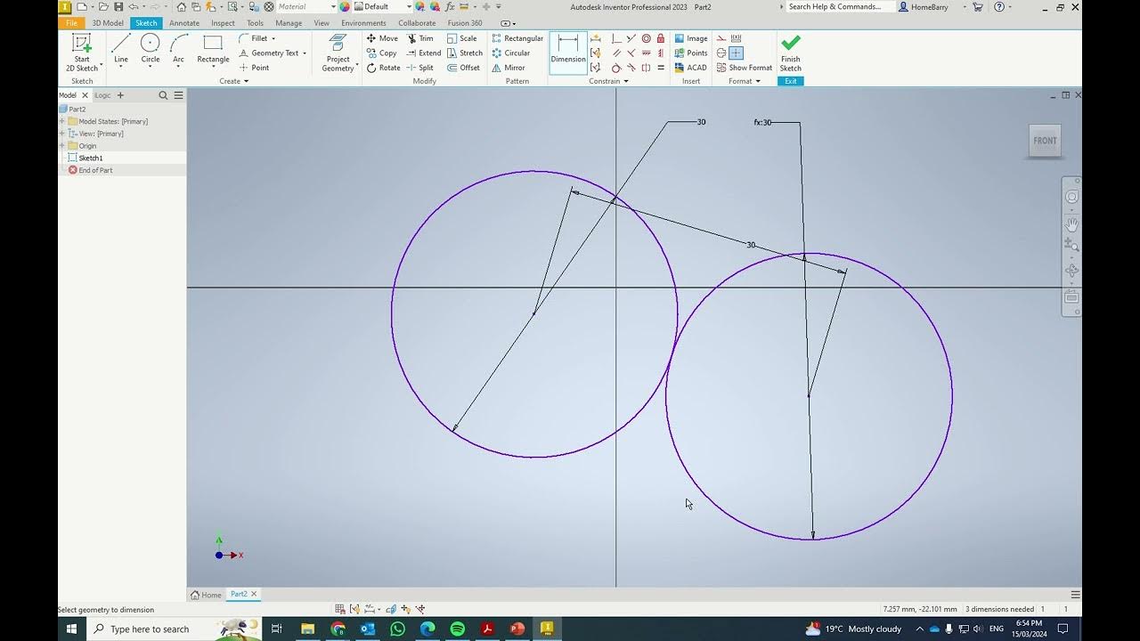 Autodesk Inventor Sketches (part 1) - Constraints - YouTube