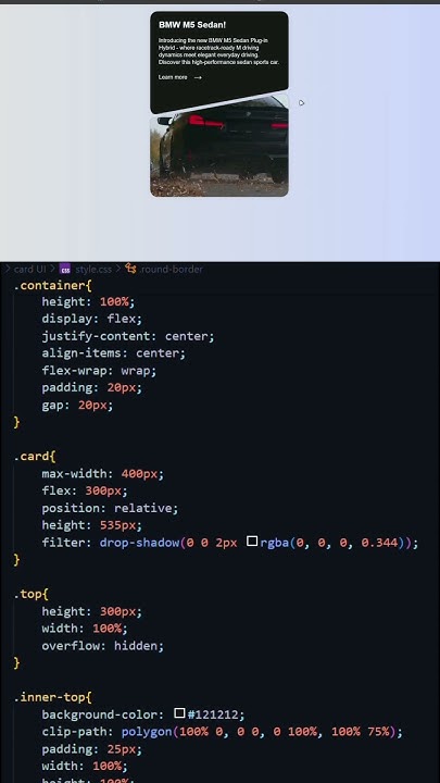 Card UI with #html #css #vscode #coding #new #shorts #viralshorts #webdesign #trending #bmw # ...