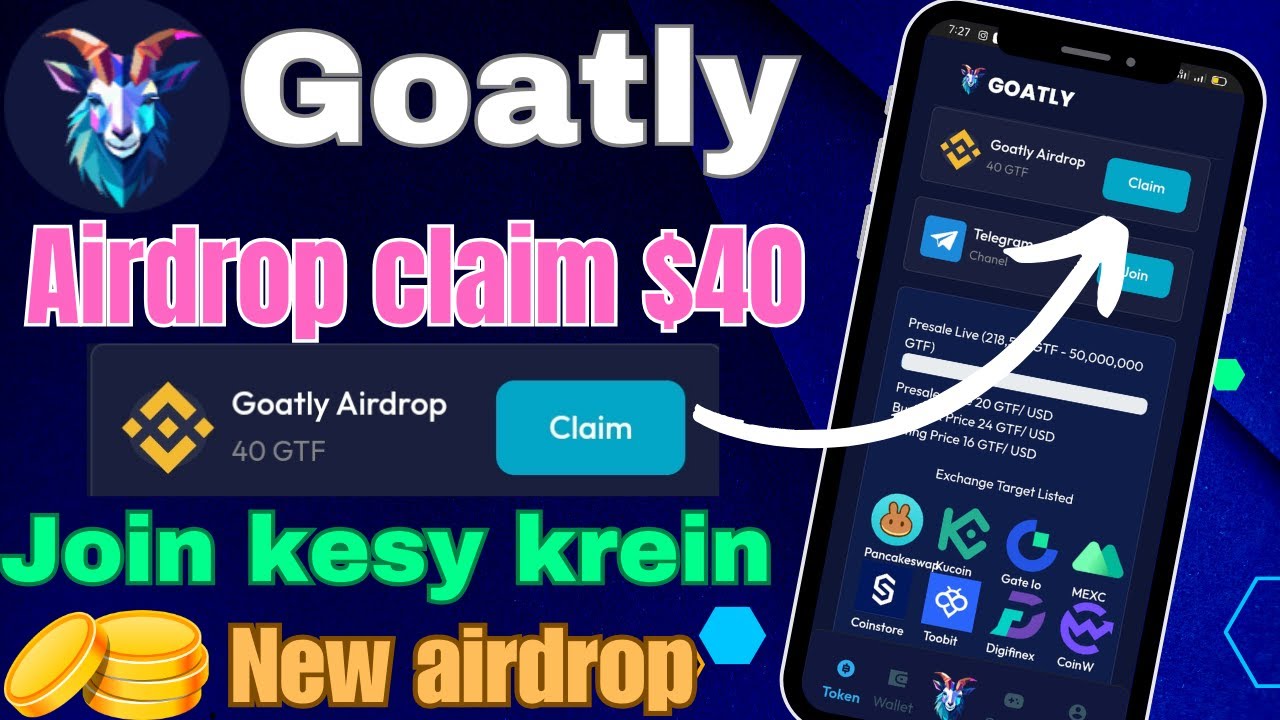 Goatly Airdrop | Account create kesy krein | $40 GTF Token claim ...