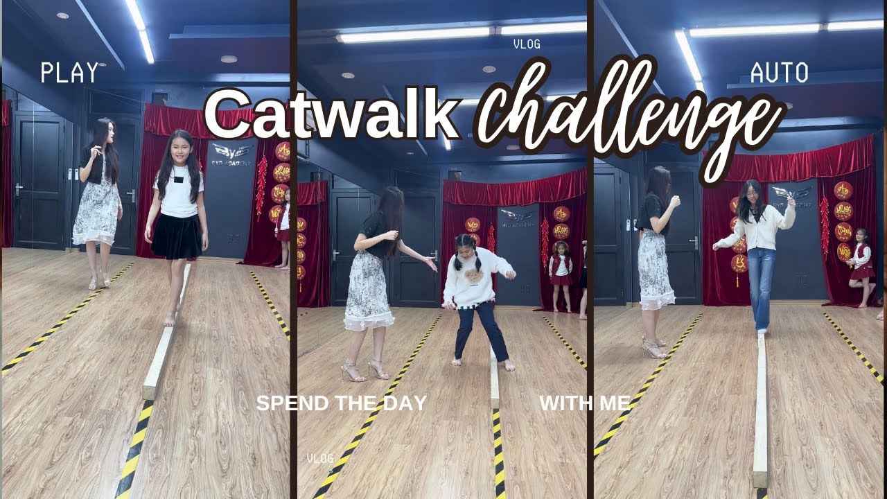 Catwalk challenge on the wooden bar for kid models. Who is doing the ...
