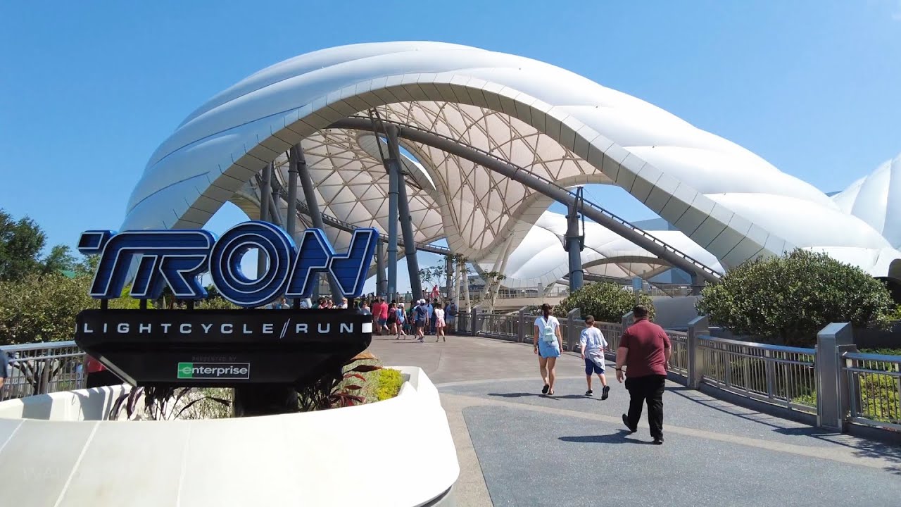 Exploring TRON Lightcycle Run Roller Coaster Area at Magic Kingdom ...