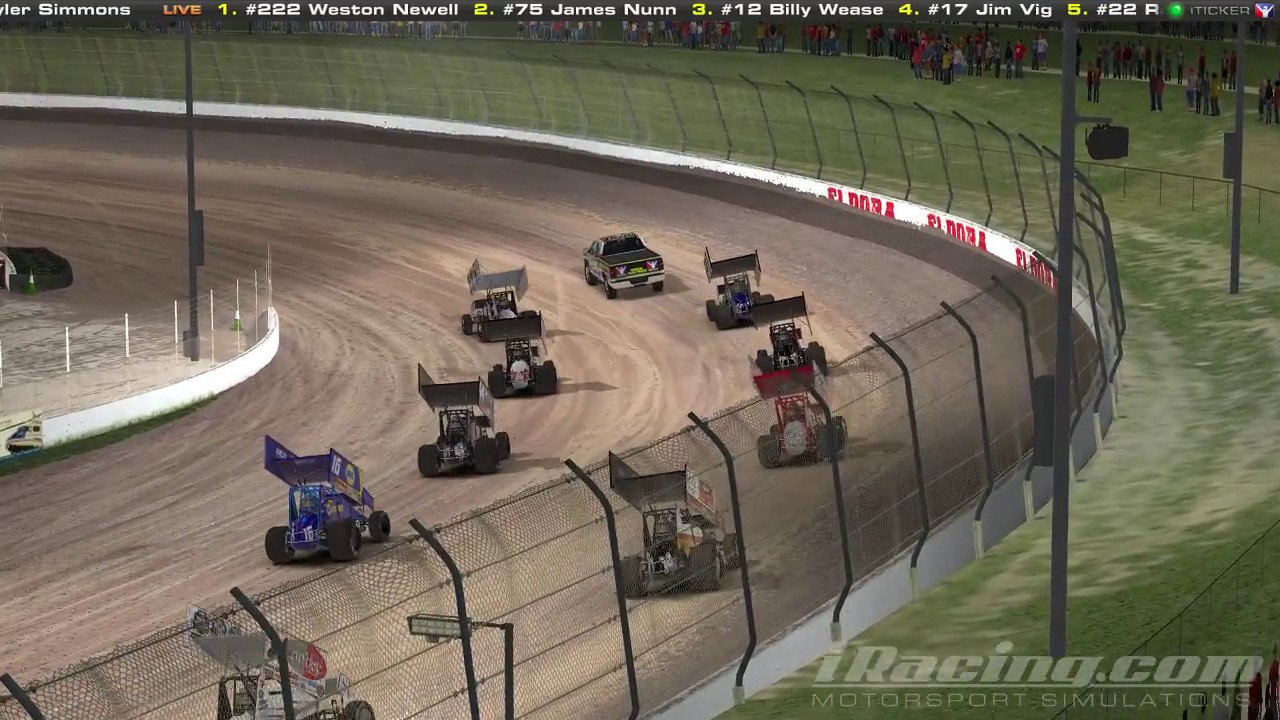 iRacing Dirt JSRL Spike Chassis Sprint car Series 410 B Main - YouTube