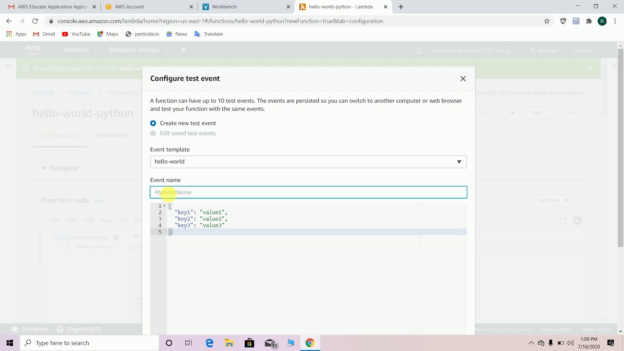 Aws Lambda Tutorial Serverless Hello World Youtube 0071