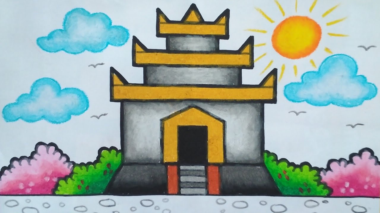Tutorial Menggambar dan Mewarnai Candi ( TEMPLE ) - YouTube