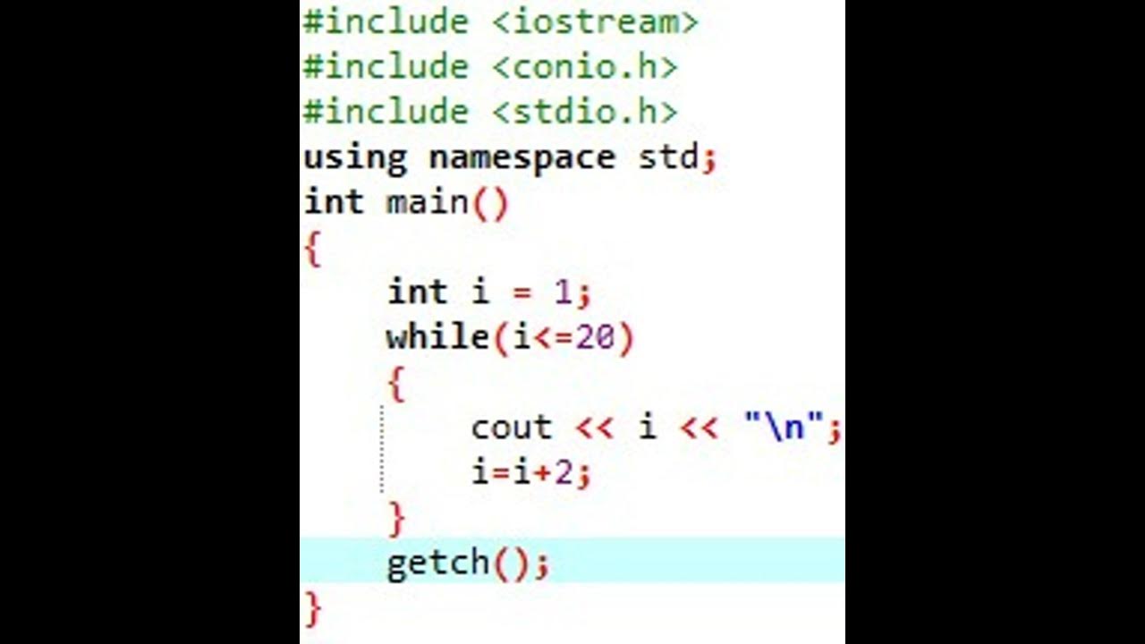C Code For Printing Odd Numbers Between 1 To 20 Coading Programming Cpp Shorts Ytshorts