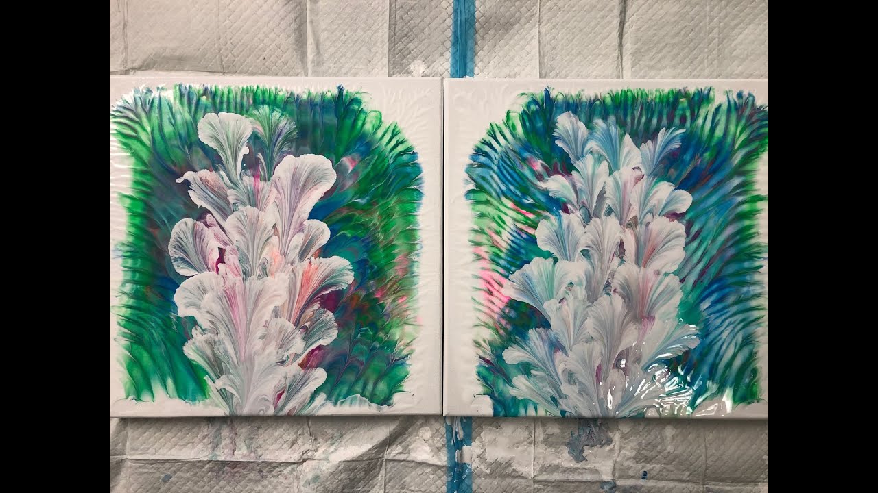 Acrylic Pour | String Pull Acrylic Painting Technique | Dip Technique ...