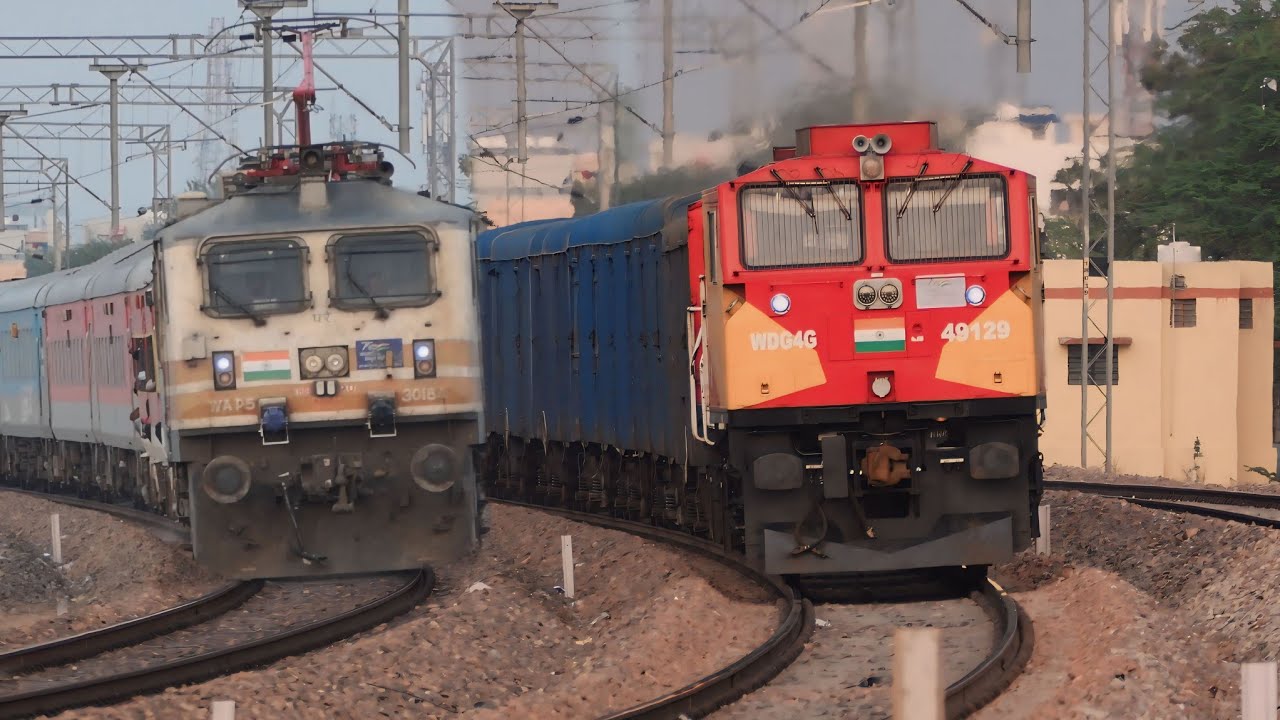 4k 30FPS capture video WDG4G 49129 Diesel Goods train Locomotive indian ...