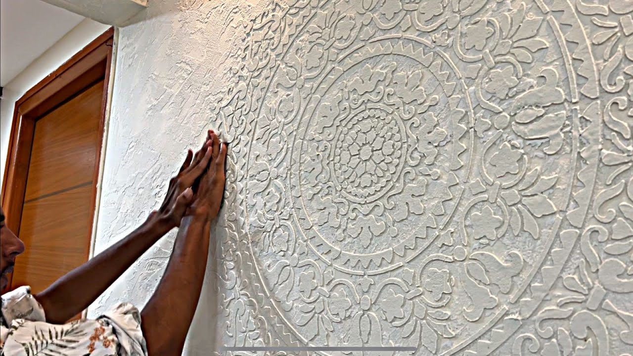 New Latest wall texture design making in hall | wall painting ideas ...