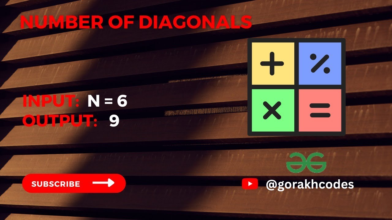 Number of Diagonals || @GeeksforGeeks || Problem Solving || Solution || Gorakh Codes - YouTube