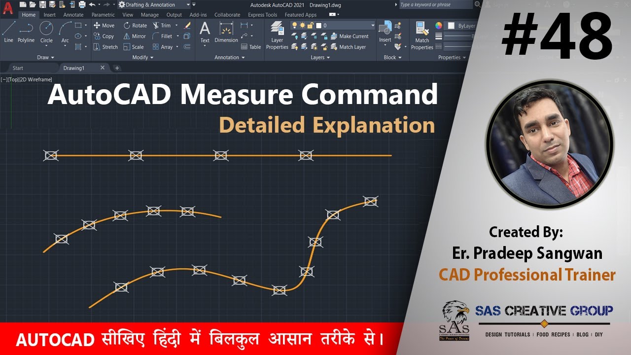 AutoCAD Measure Command AutoCAD Tutorials 48 | Hindi/Urdu #autocad 2021 ...