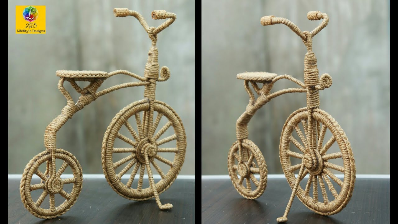 Diy Bi-cycle showpiece with jute | bi-cycle decor with jute thread ...