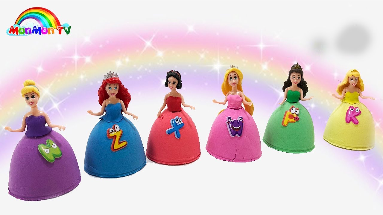 Playing Magic Kinetic Sand Show Dresses For Disney Princess| Learn ...