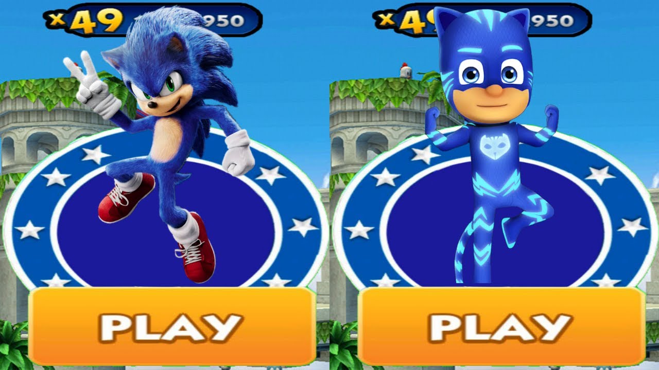 Sonic Dash vs PJ Masks Catboy Run - Movie Sonic vs All Bosses Eggman ...