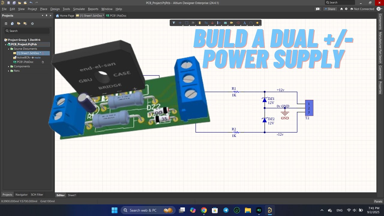 Dual Rail Power Supply with Zener Diodes | Altium PCB Design Tutorial ...