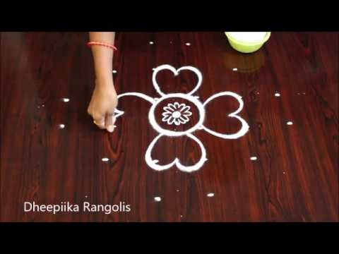 Easy rangoli 6X2 dots | Simple rangoli designs | Small daily kolam ...