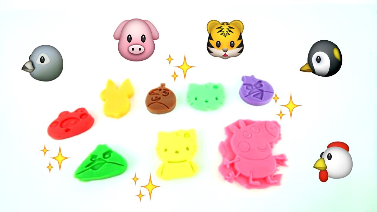 Hello Kitty Angry Bird Learn Colors with Surprise Playdoh Eggs Star Fun ...