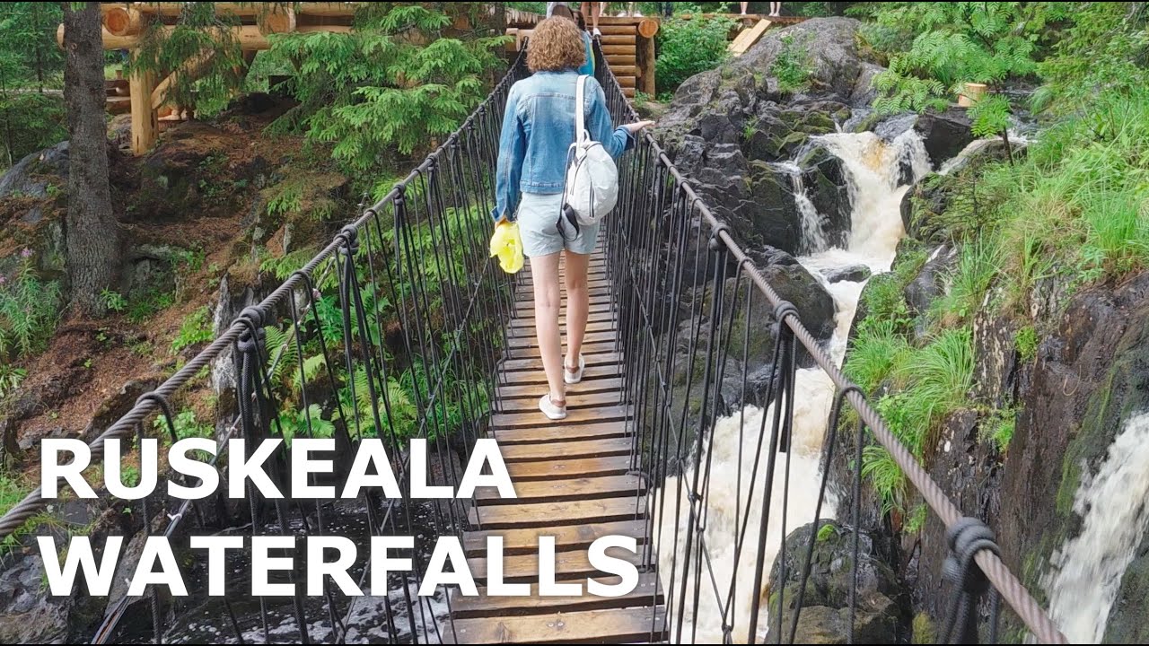 Ruskeala Waterfalls Ahinkoski 4K Nature Walking Tour ~ Hiking Beautiful ...