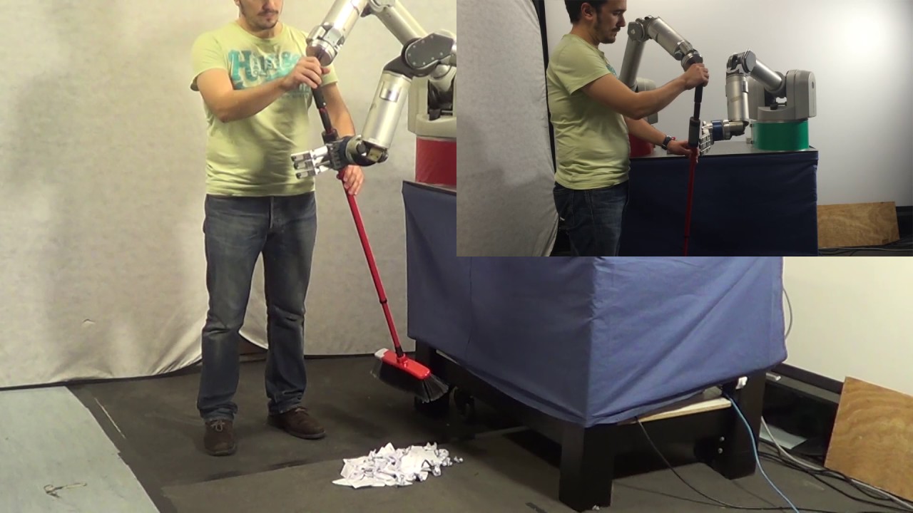 Two robot manipulators learn how to sweep the floor! - YouTube