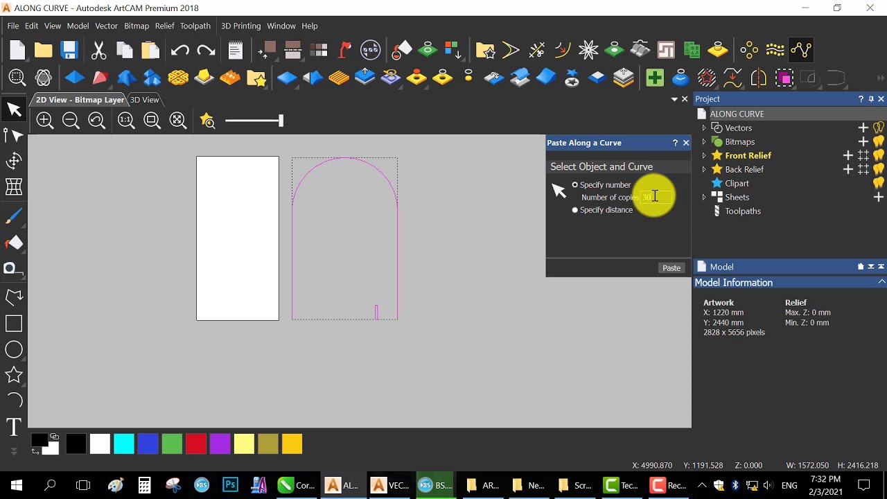 artcam paste along curve, vector doctor - 2018 ارت كام - YouTube