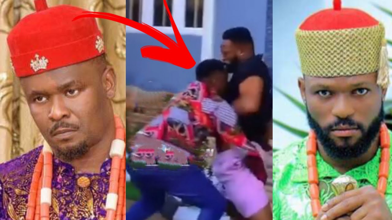 Zubby Michael Fight Co-Star Ogbu Johnson On Set Of His Latest Nollywood ...