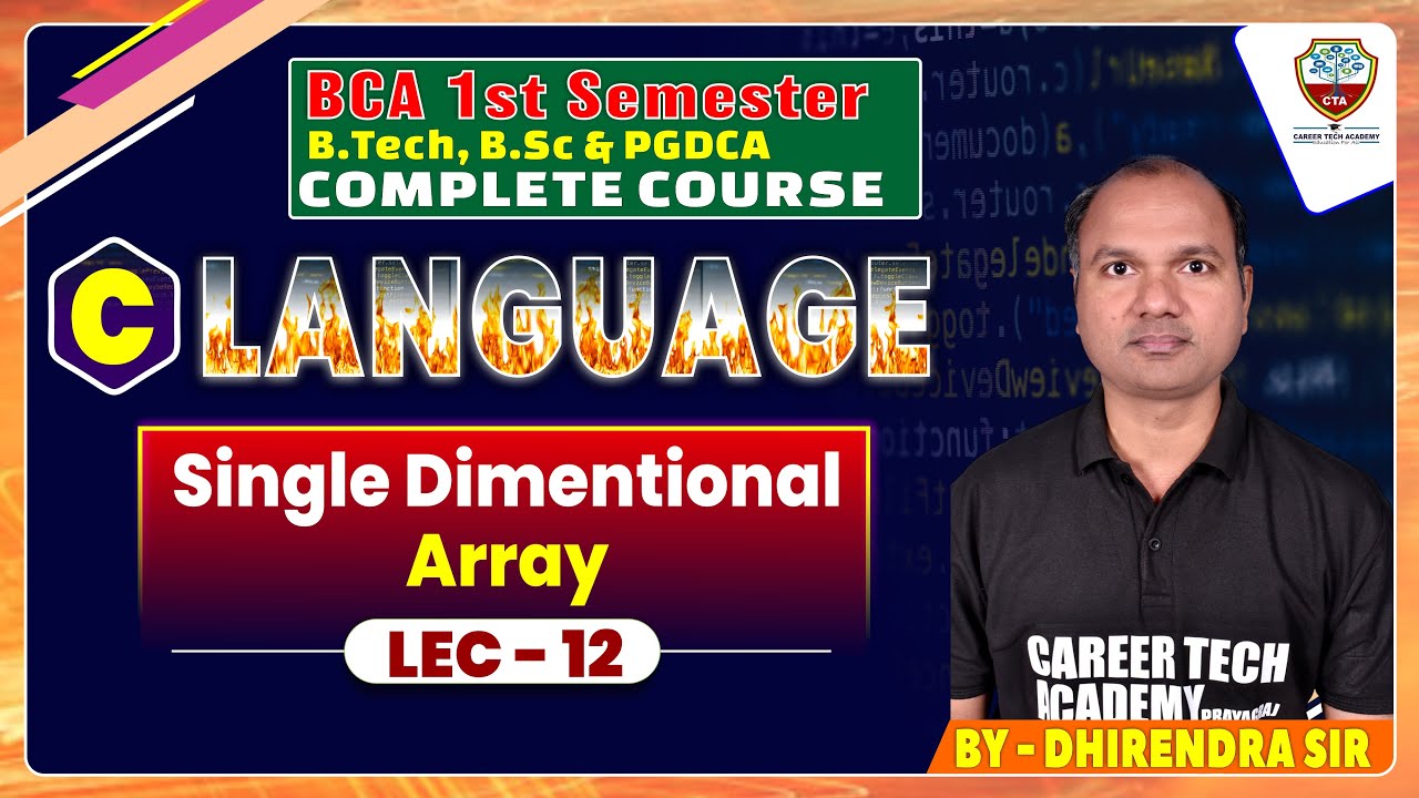 Bca C Programming Single Dimensional Array Day 12 Programming 7656