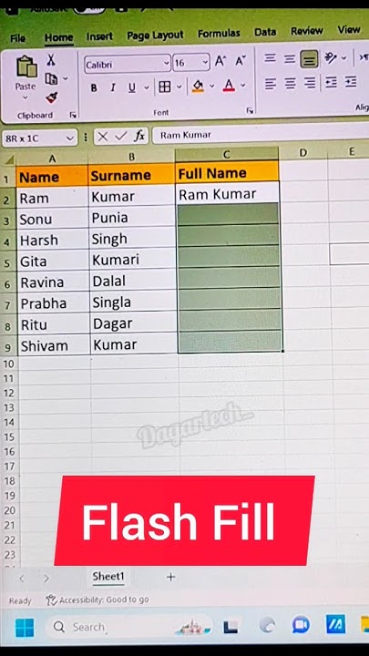 Flash Fill Shortcut key in Excel #excelformula #excel #shortcutkeys - YouTube