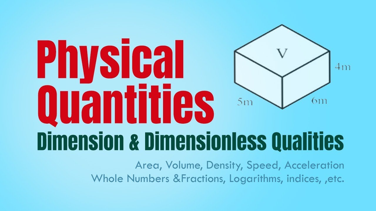 Physical Quantities: Dimensional and Dimensionless Quantities - YouTube