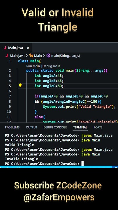 Valid/Invalid Triangle subscribe @ZafarEmpowers #javaexperts #coding ...