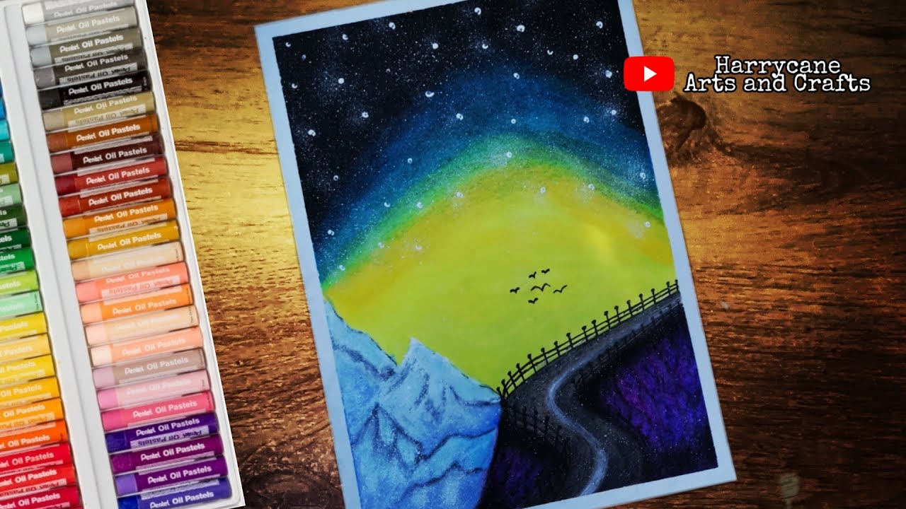 Easy Drawing Beautiful Scenery Northern Light Aurora Borealis Oil ...
