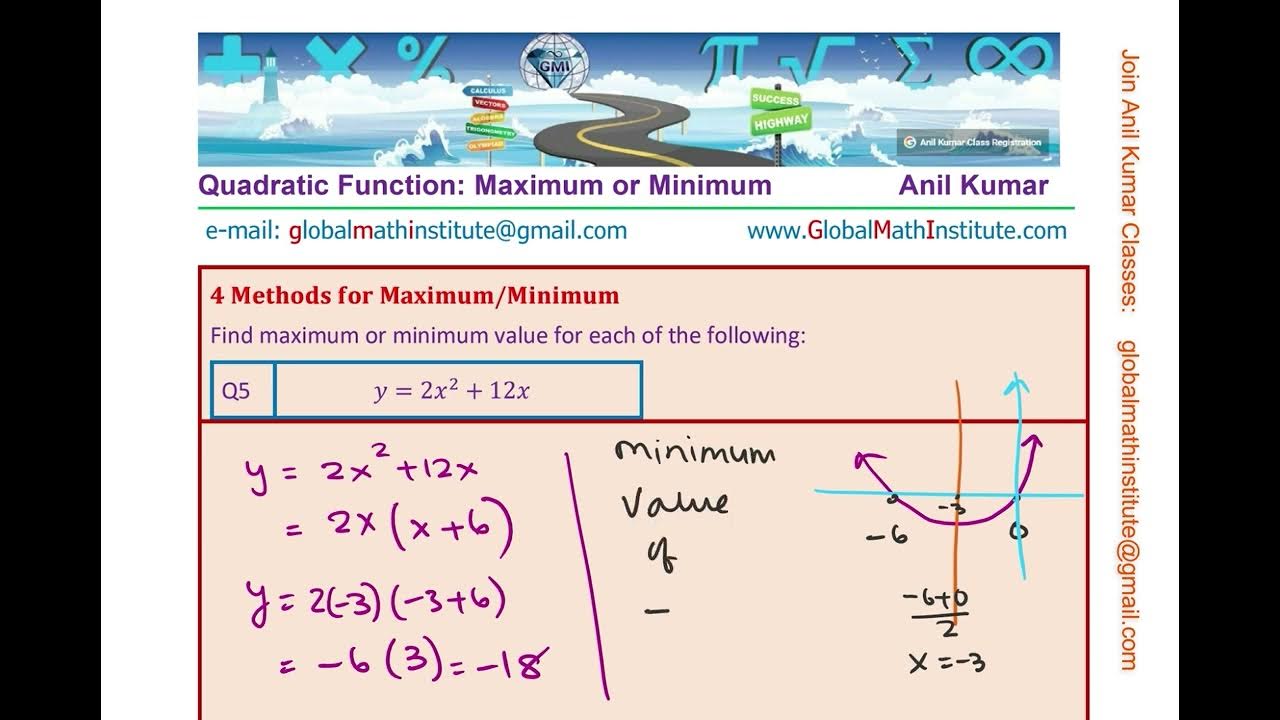 4 Methods to Find Maximum or Minimum from Quadratic Equation - YouTube
