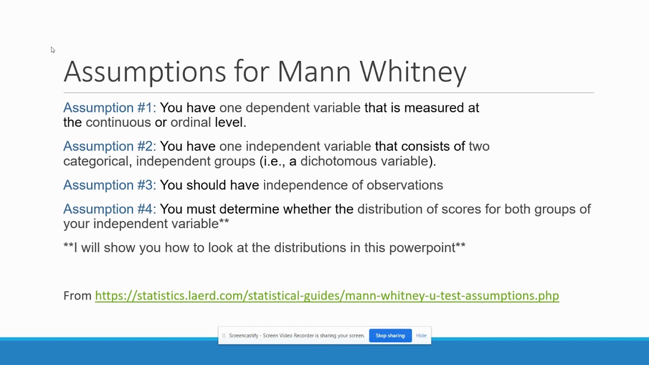Mann Whitney U Test - YouTube