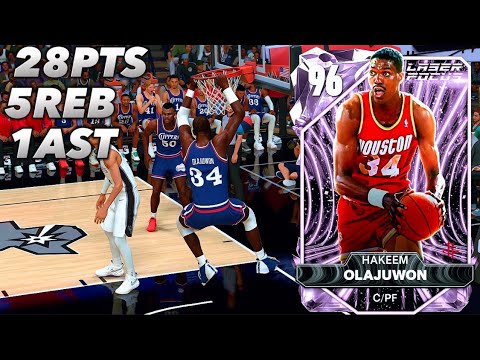 NBA2K25 MYTEAM PINK DIAMOND HAKEEM OLAJUWON GAMEPLAY! HE’S THE BEST POST BIG IN THE GAME ‼️🔥👀 ...
