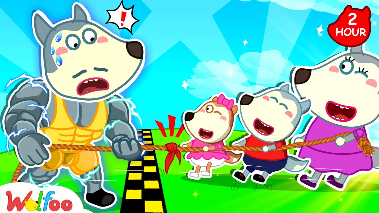 Tug of War Competition with Wolfoo Family 😎🤜🤛 Learn to Share Teamwork ...