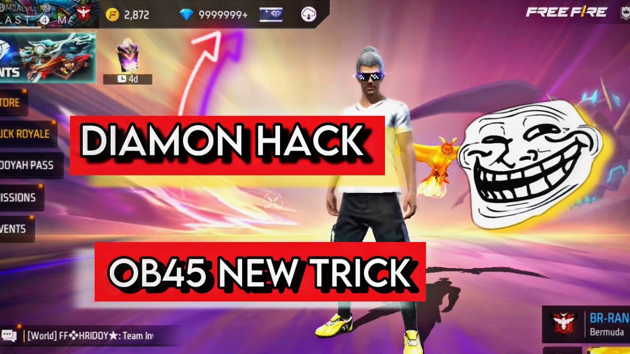 FREE FIRE DIAMOND HACK || FREE FIRE NEW MOD MENU OB45 || UNLIMITED ...