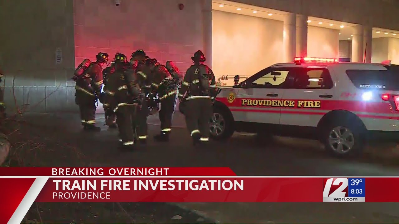 MBTA train catches fire in Providence - YouTube