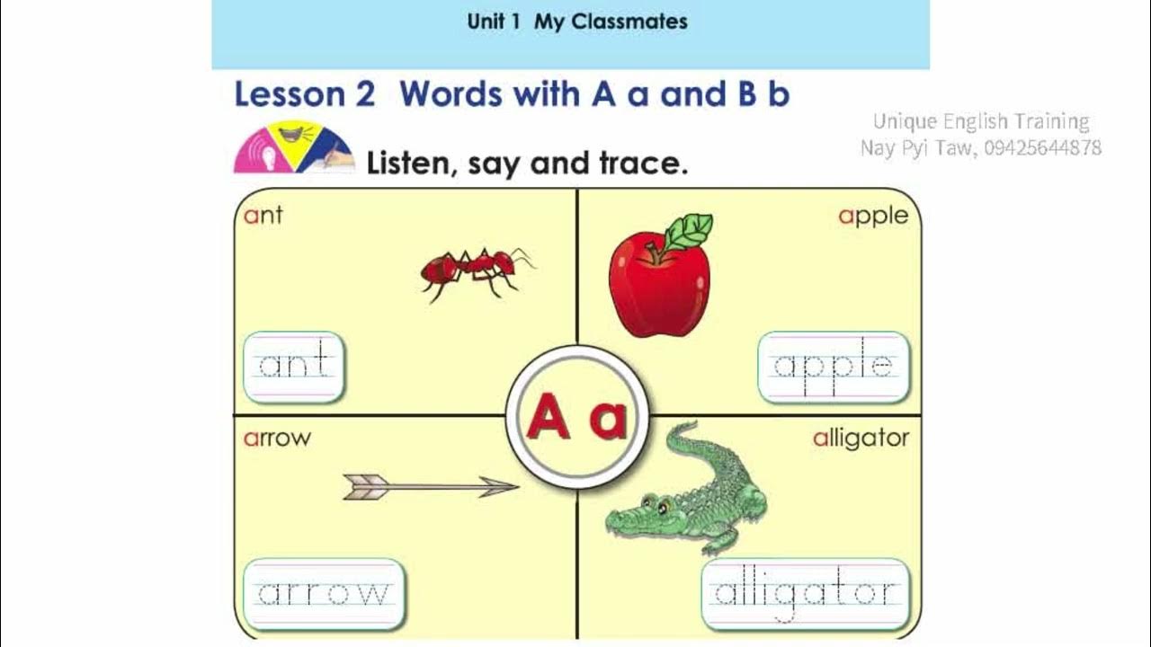 Grade 2 English အင်္ဂလိပ်စာ သင်ရိုးသစ် Unit 1 Lesson 2 နားထောင်၍လိုက်ပြောပါ၊အရာအတိုင်းဆ