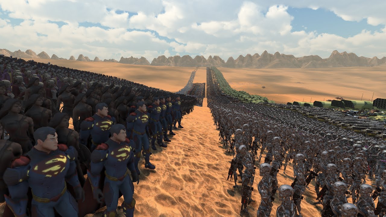 Justice League Army vs Terminator Army ! - Epic Battle Simulator 2 ...