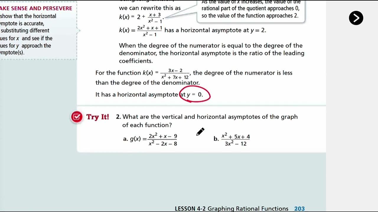 EnVision Algebra 2 Lesson 4-2: Graphing Rational Functions - Examples 2 ...
