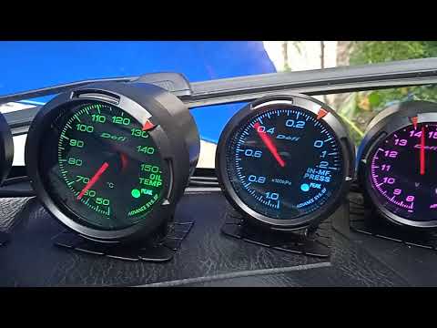 Defi Gauge(Rpm,oil temp,oil pressure,volt meter) - YouTube