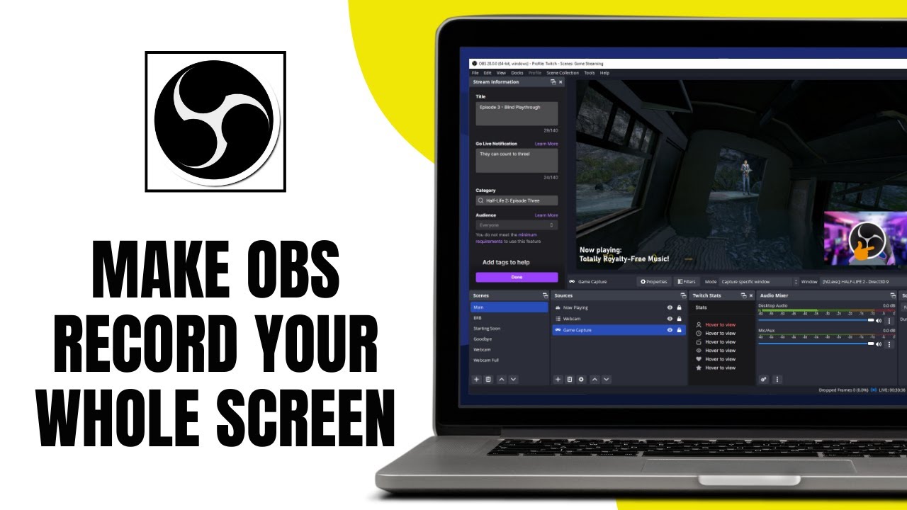 How To Make OBS Record Your Whole Screen Full Guide - YouTube