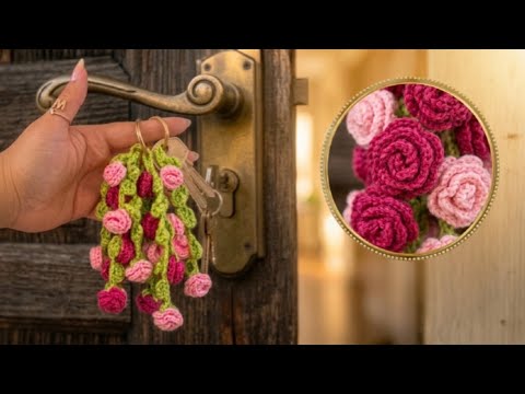 Kolay ve Şık Örgü Gül Buketi Anahtarlık Yapımı | Tığ İşi Çiçekli Anahtarlık Tarifi
