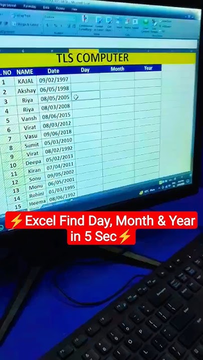 Excel Find Day Month & Year in just 5 Sec #excel #viral #exceltips #computer #msword - YouTube