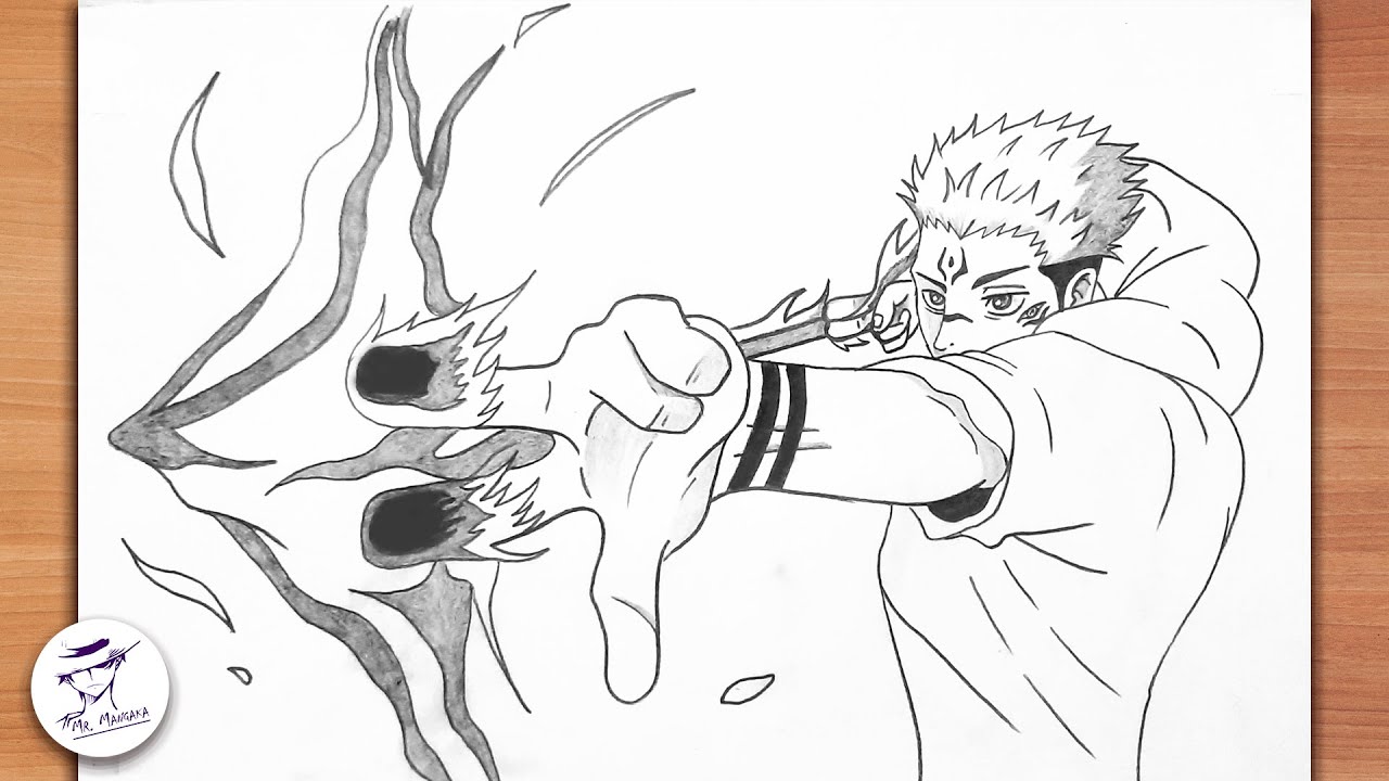 How to draw Sukuna easy | step by step (fire arrow) | Jujutsu Kaisen ...