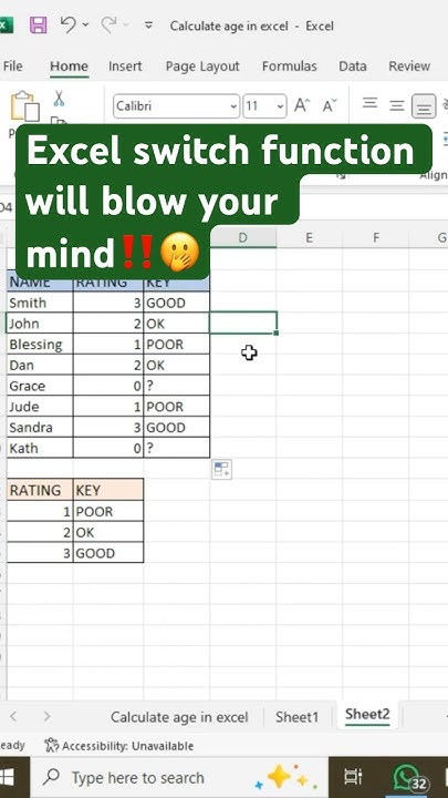 Excel SWITCH Function Magic #switch #spreadsheetmagic #excelformula #exceltutorial # ...