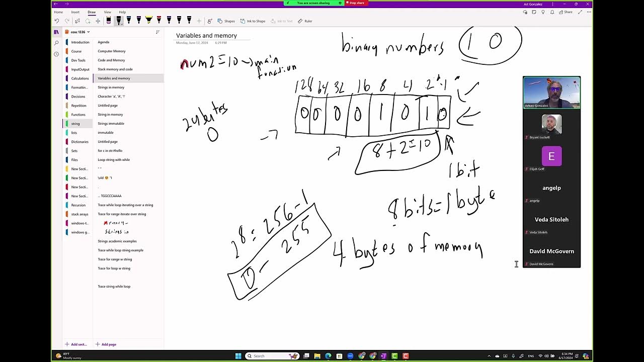 061724 COSC 1336 Python: integers, variables, bits, bytes, and stack ...
