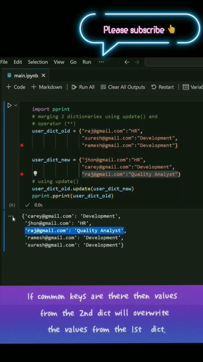 Merge Two Dictionary In Pythontrending Coding Pythontutorial Interviewtips Shorts