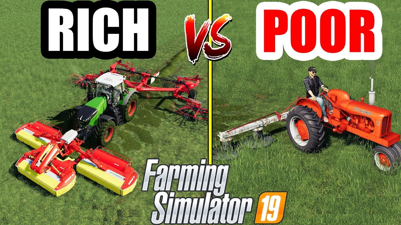 Farming Simulator 19 | POOR FARM vs RICH FARM : GRASS HARVEST ...