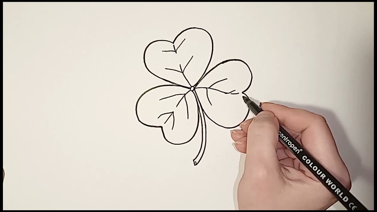 How to draw a Clover with 3 leaves in 2 minutes/ Kako nacrtati detelinu ...