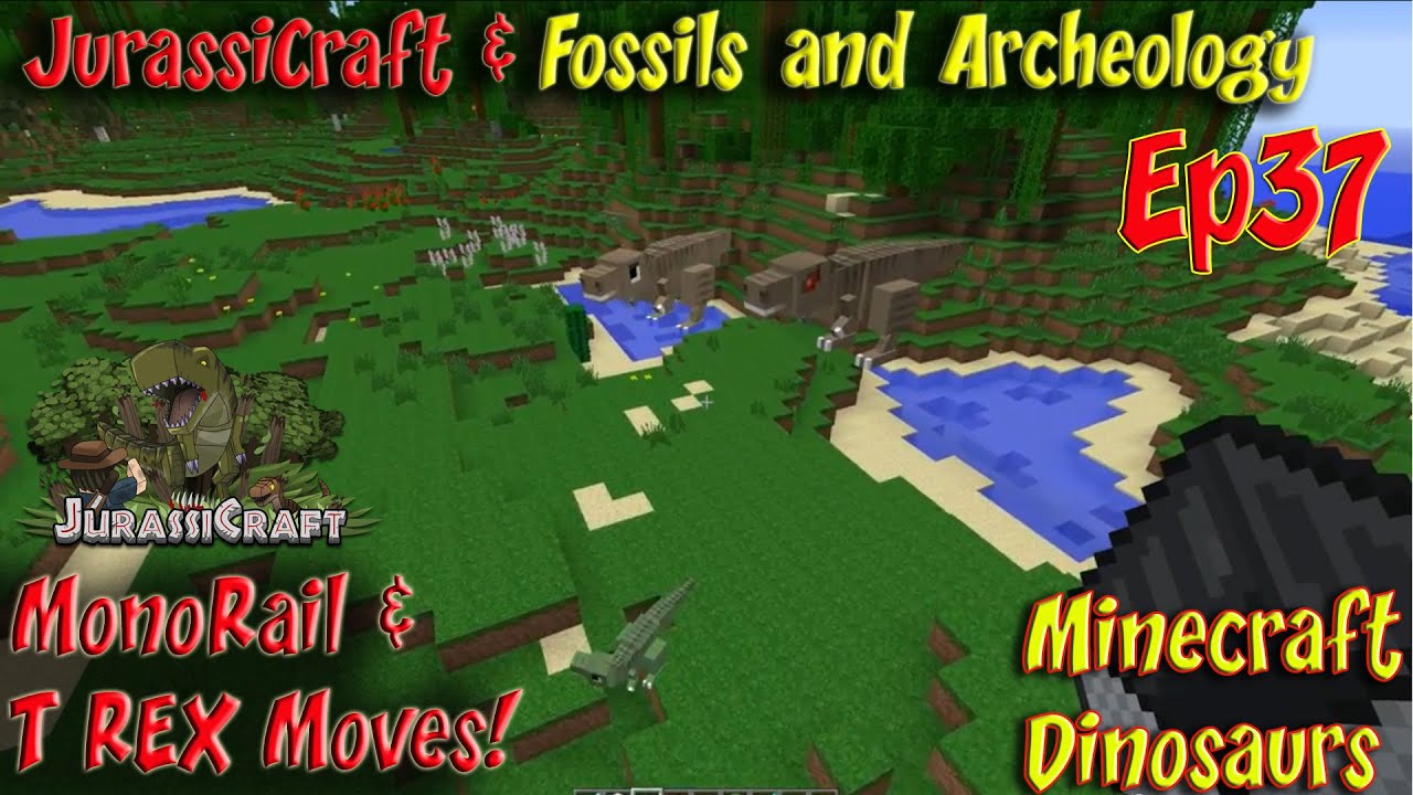 Jurassicraft And Fossils And Archeology Mod Jurassic World Ep37 Monorail